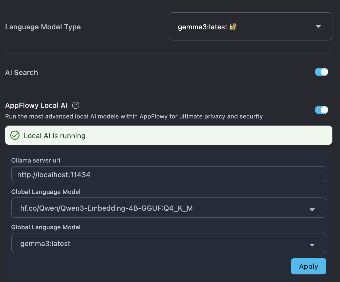 AppFlowy Local AI - Ollama | AppFlowy